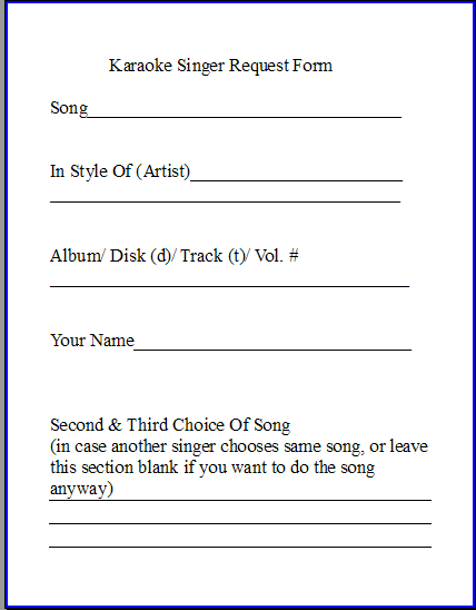 Karaoke Song Request Slips Template Free Resume Gallery - Free Word ...
